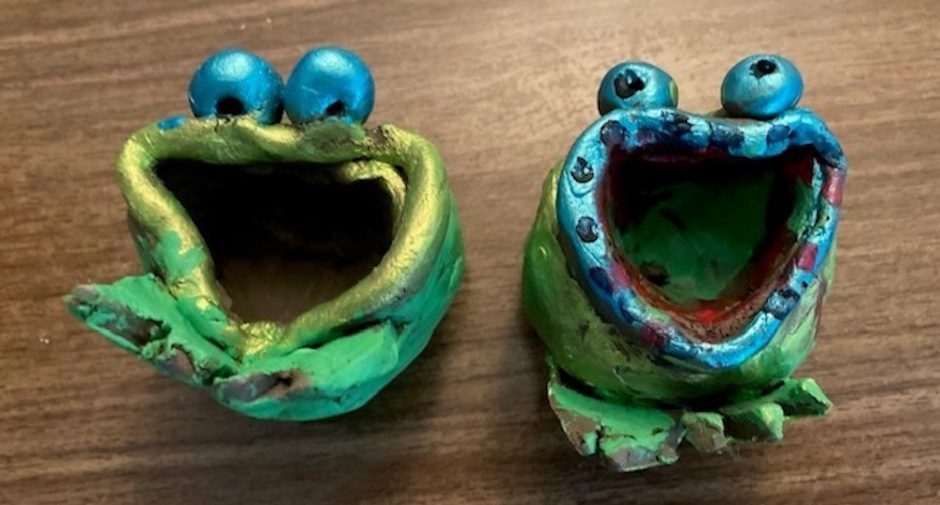 Stockport Frogs inspire craft work for two young visitors - One Stockport